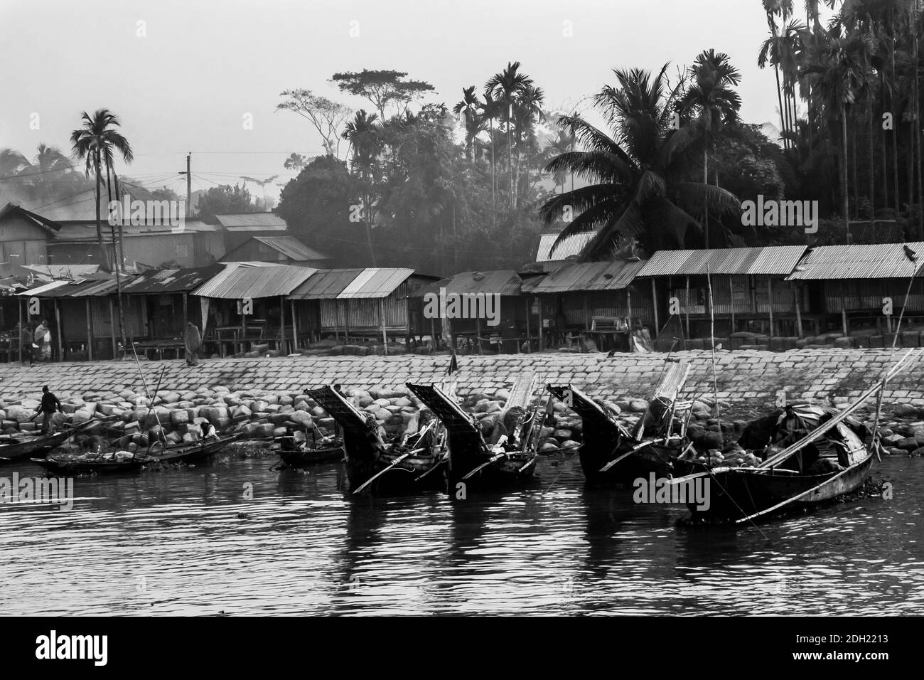 Traditional fishing boat in the riverbank captured from Chandpur ...