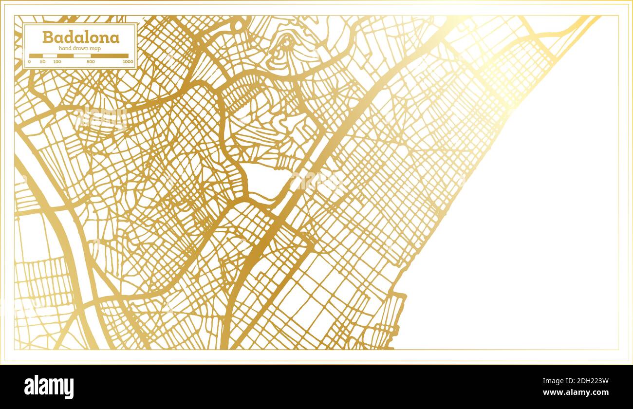 Badalona Spain City Map in Retro Style in Golden Color. Outline Map ...