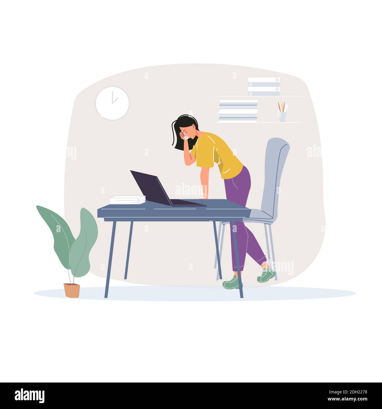 Flat cartoon character at work, vector illustration concept Stock ...