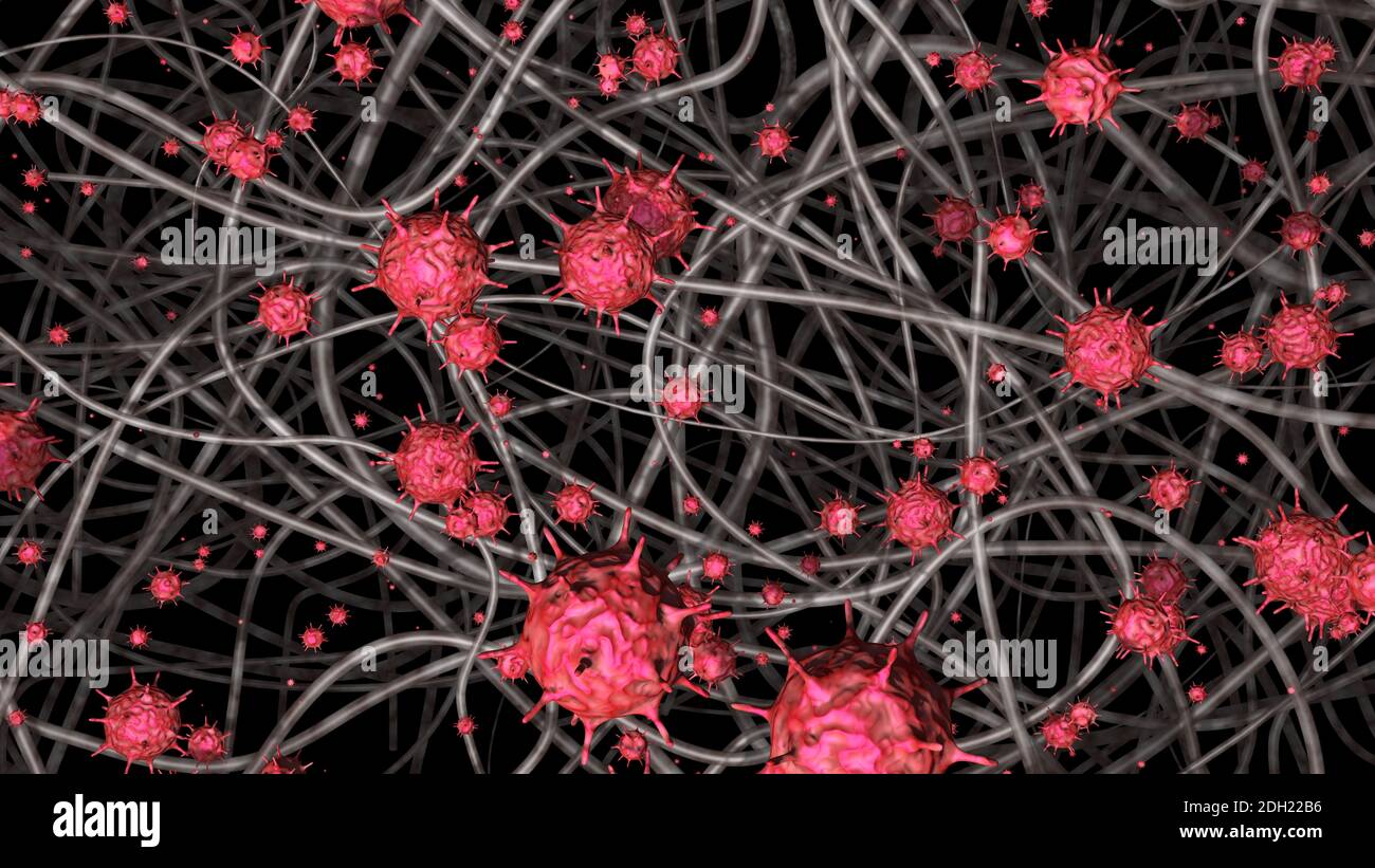 Germs, viruses , bacteria captured in filter . Pathogens trapped in ...