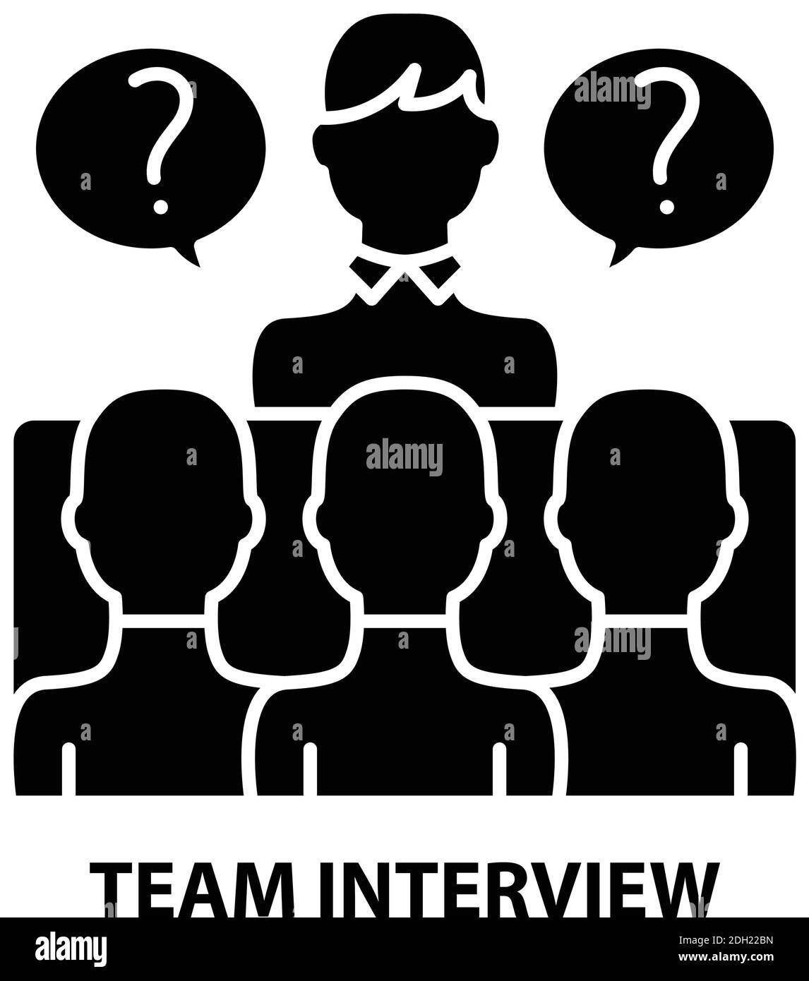 team interview icon, black vector sign with editable strokes, concept ...