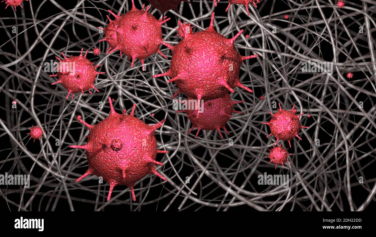 Germs, viruses , bacteria captured in filter . Pathogens trapped in ...