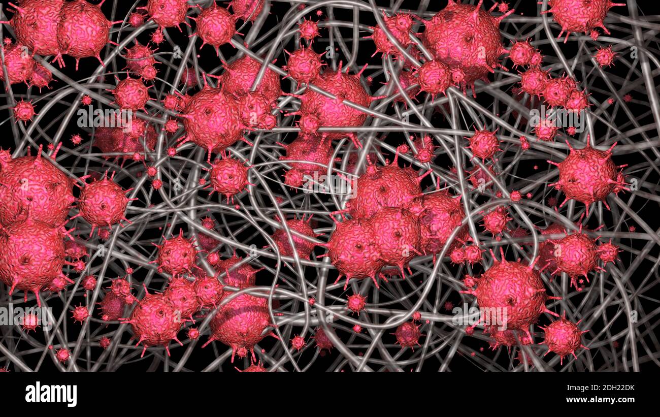 Germs, viruses , bacteria captured in filter . Pathogens trapped in ...