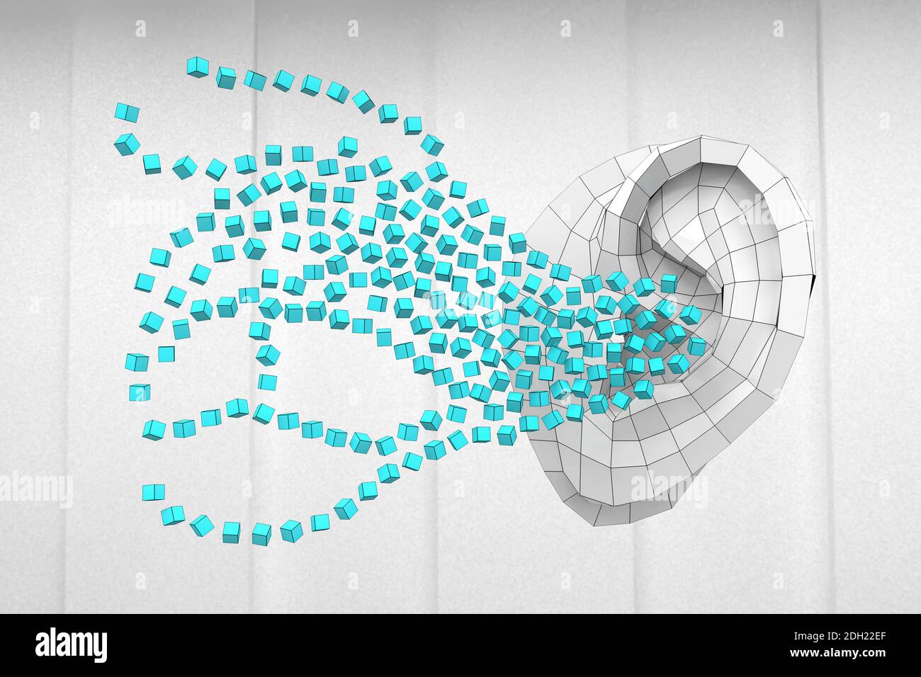 Hearing impairment, ear diseases or audiophile concept human ear and ...