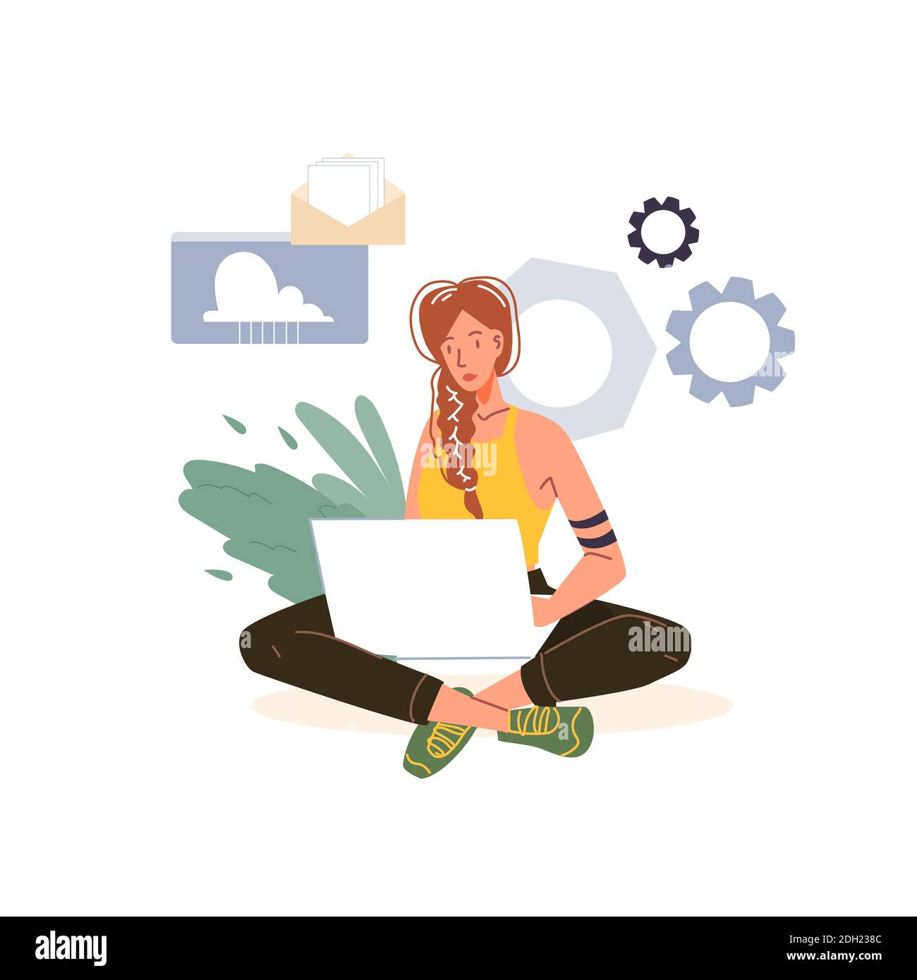 Flat cartoon character at work, vector illustration concept Stock ...