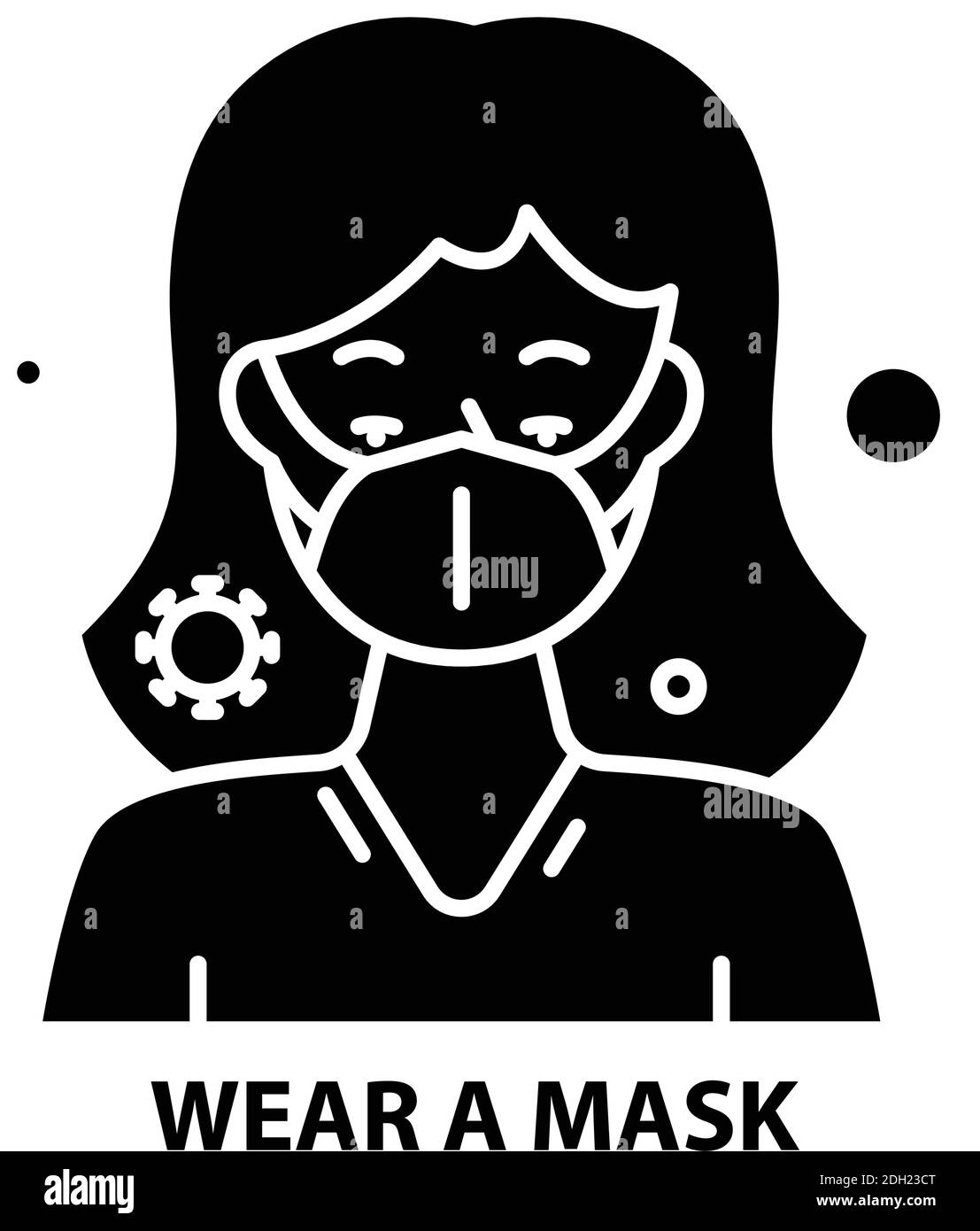 wear a mask sign icon, black vector sign with editable strokes, concept ...
