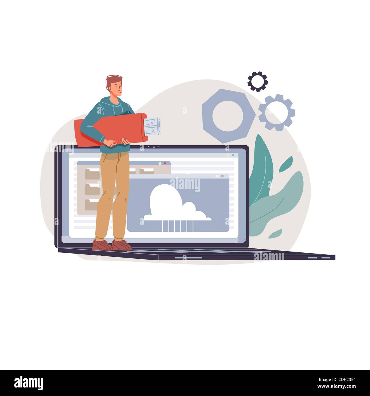 Flat cartoon character at work, vector illustration concept Stock ...