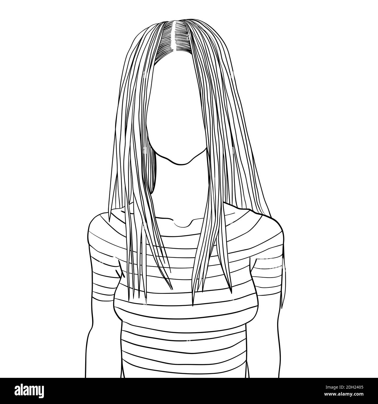 Straight hair girl Black and White Stock Photos & Images - Alamy