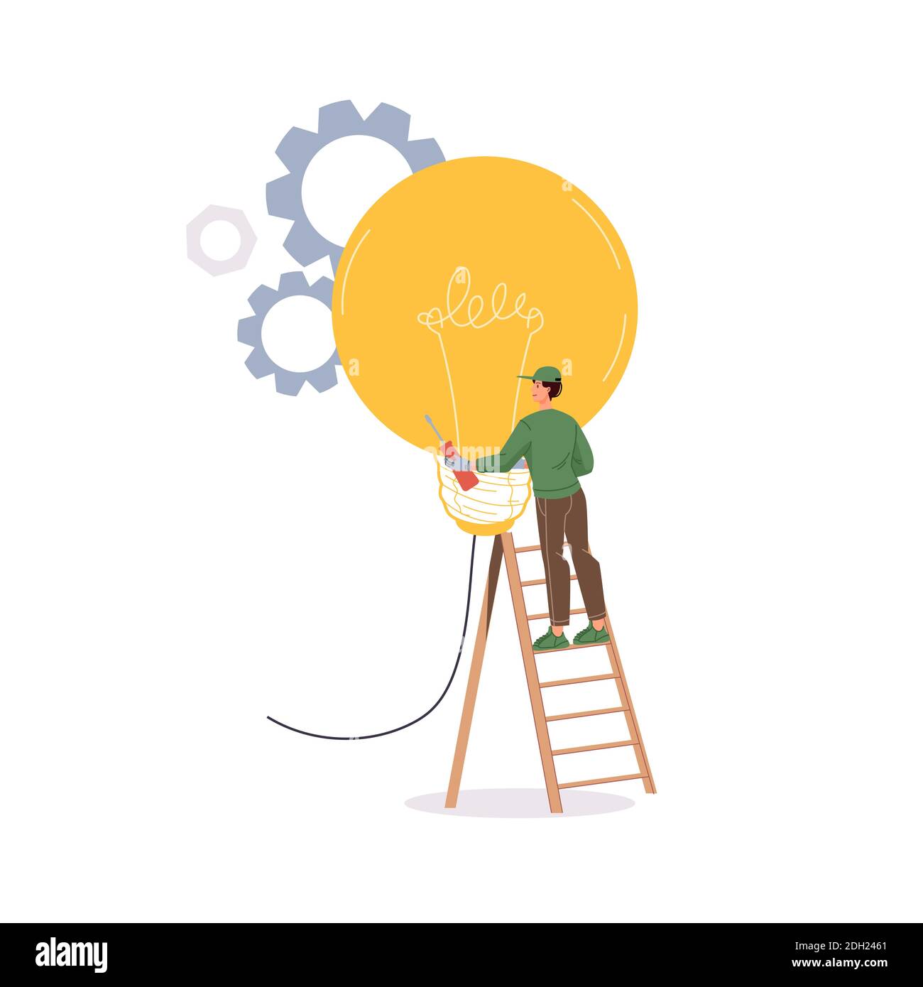 Flat cartoon character at work, vector illustration concept Stock ...