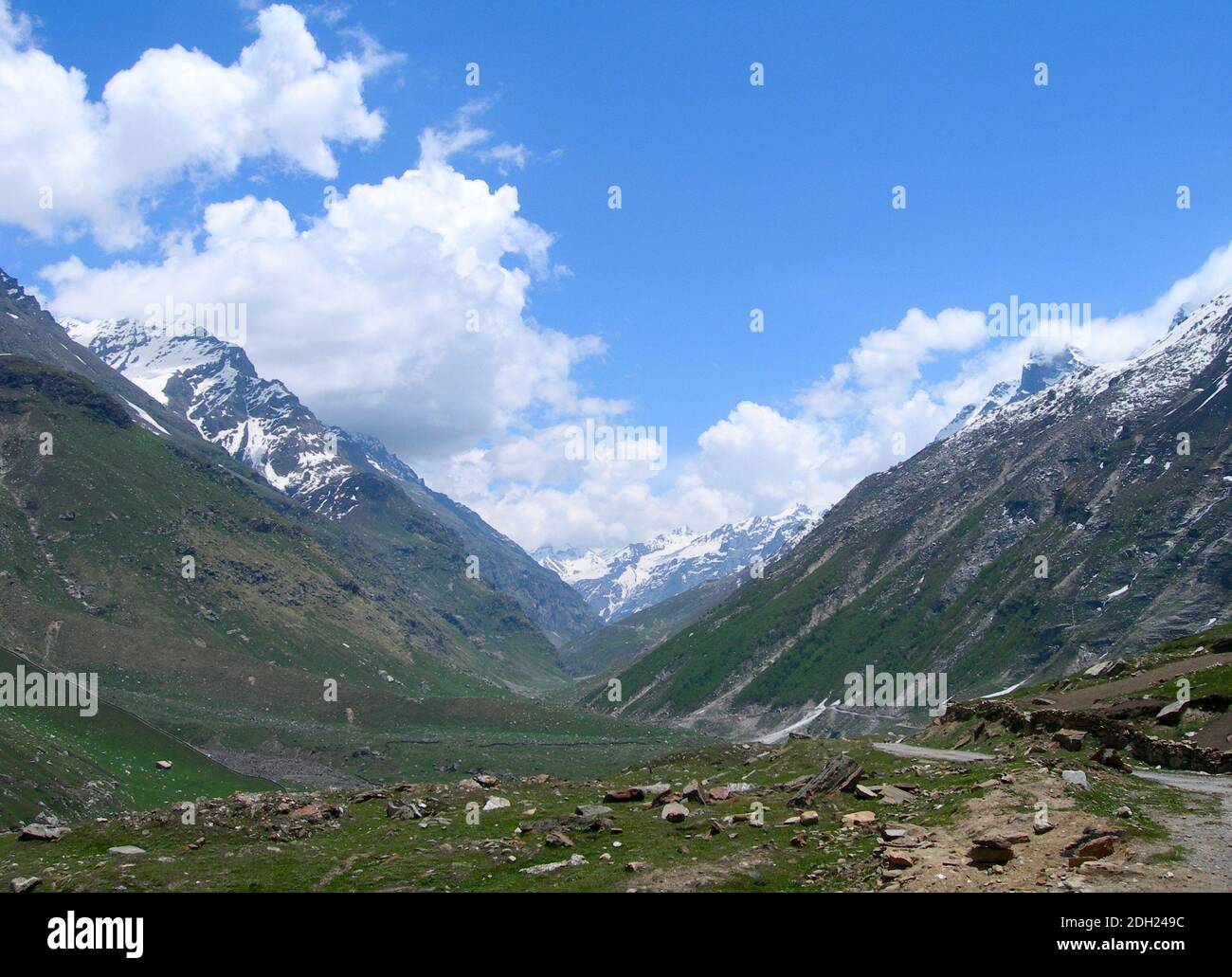 Alpine background with the Himalayan mountains in the Tibet region of ...