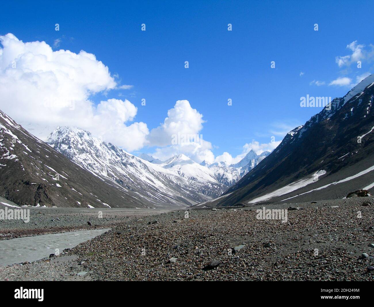 Alpine background while trekking the Spiti valley region in the ...