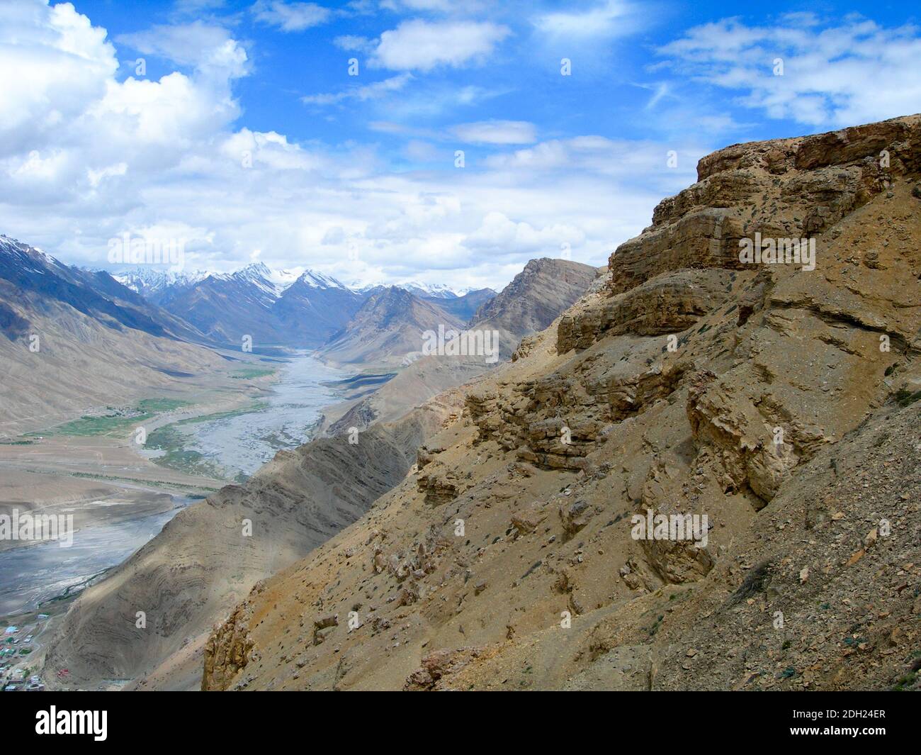 Alpine background while trekking the Spiti valley region in the ...