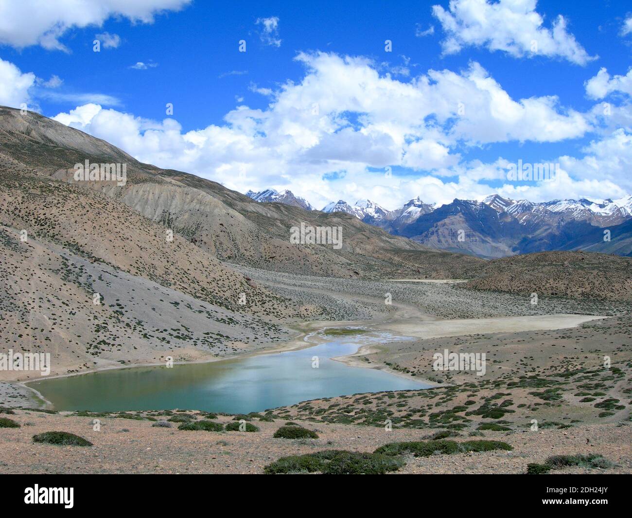 Alpine background while trekking the Spiti valley region in the ...