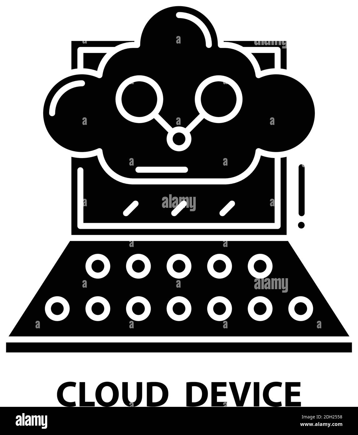 cloud device icon, black vector sign with editable strokes, concept ...