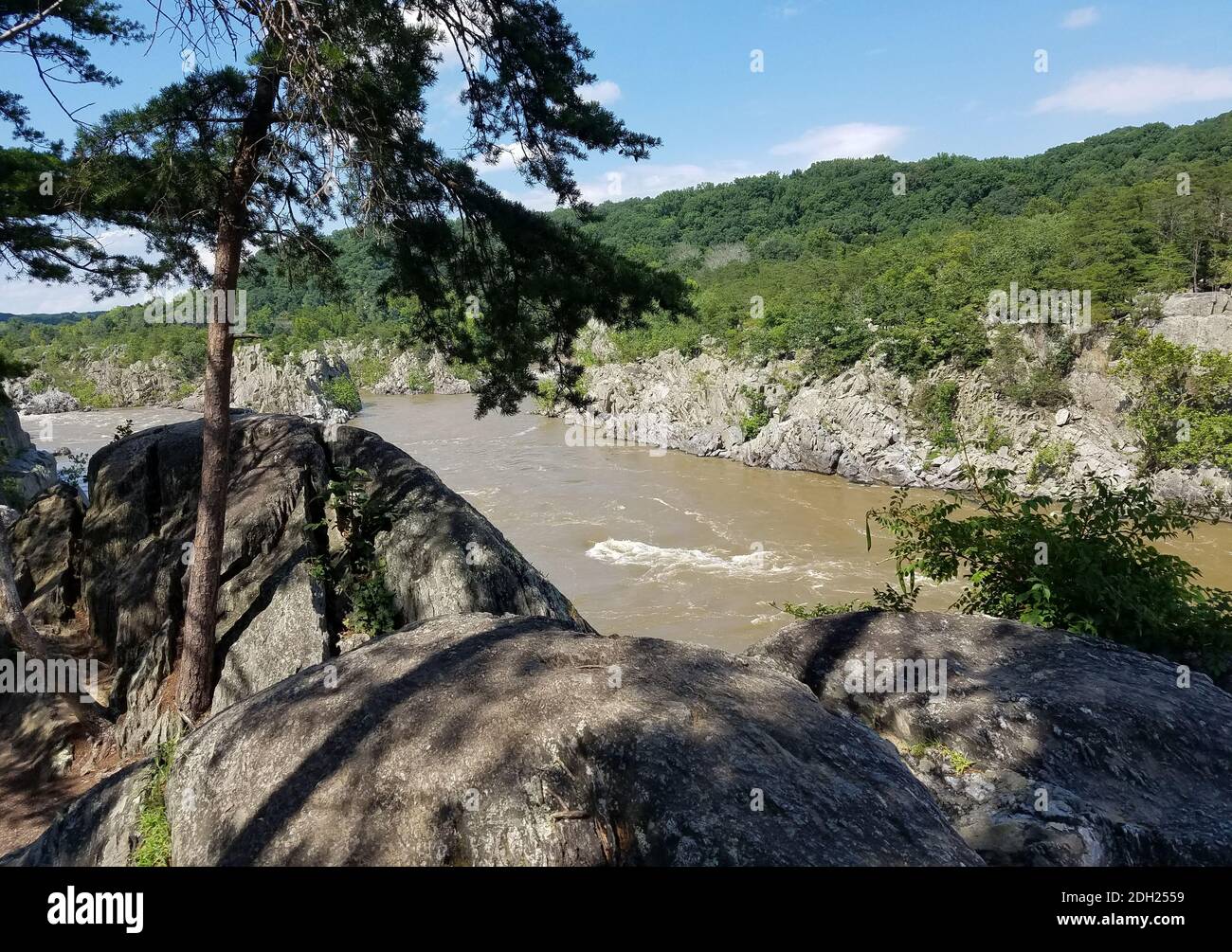 The Potomac river swollen by heavy rains, along the Great Falls rock ...