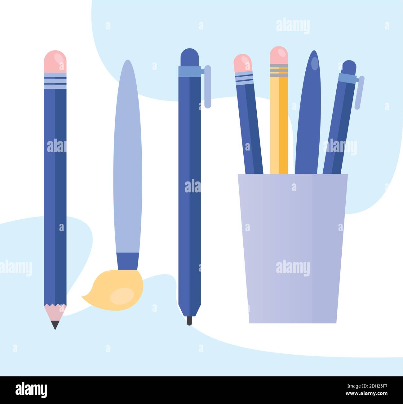 pencils holder supplies isolated icon vector illustration design Stock ...