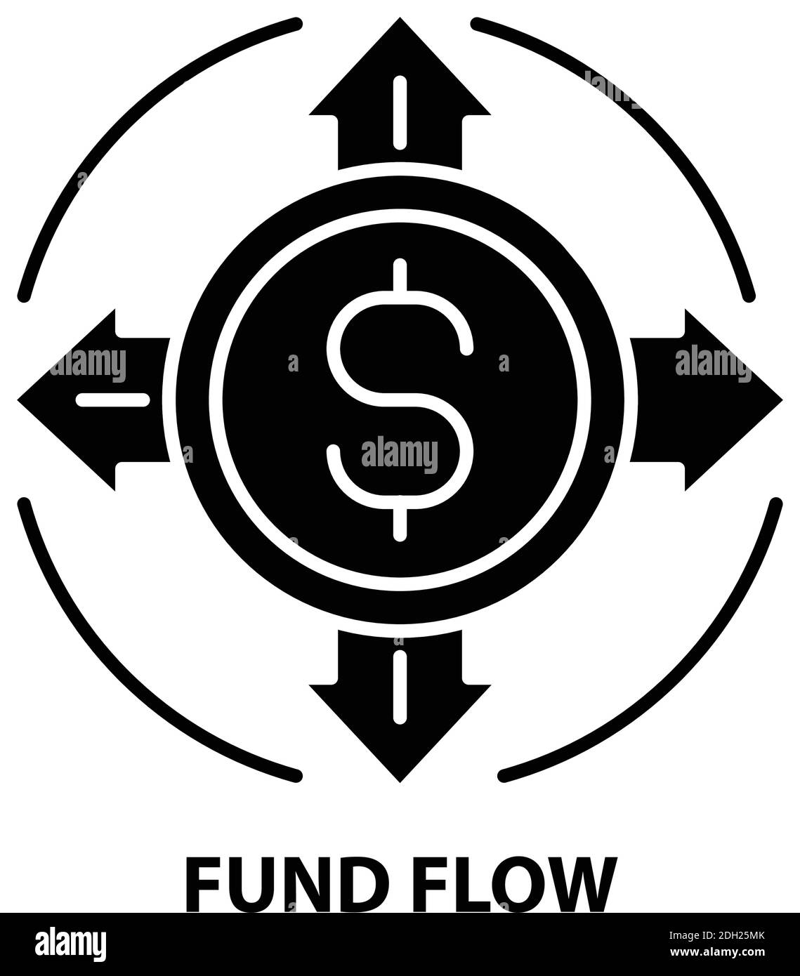 fund flow icon, black vector sign with editable strokes, concept ...