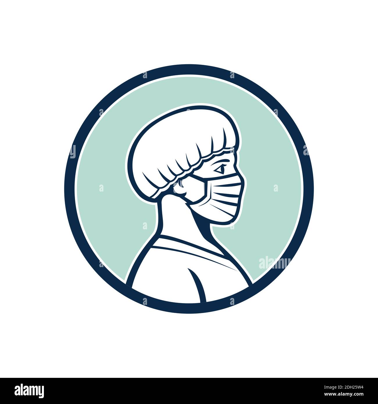 Female Nurse Wearing Face Mask Side Profile Mascot Stock Photo - Alamy