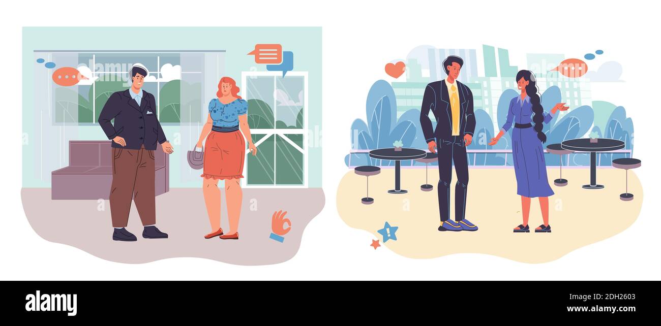 Flat cartoon characters set vector illustration concept Stock Vector ...