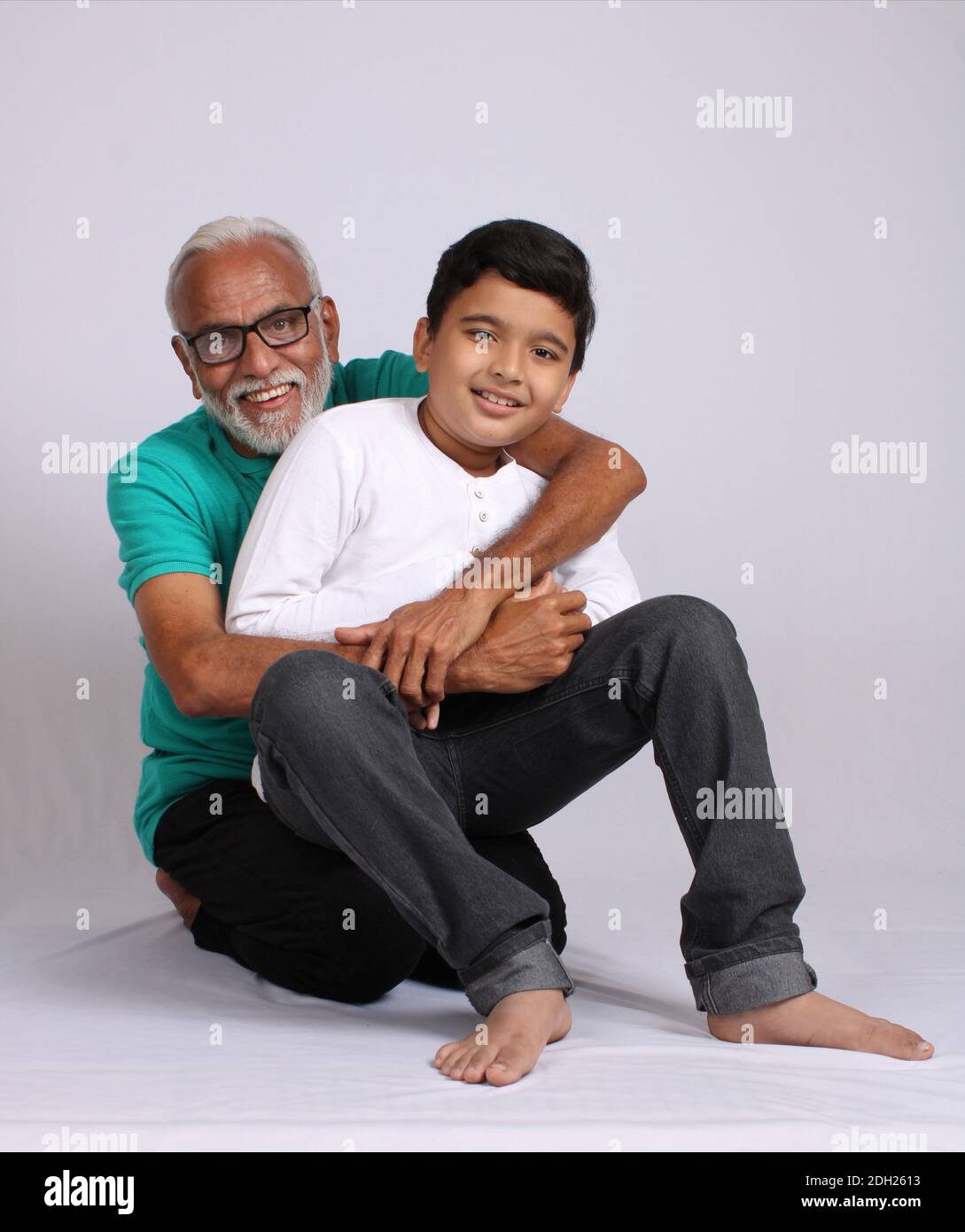 Happy Indian grandfather and grandson spending quality time Stock Photo ...