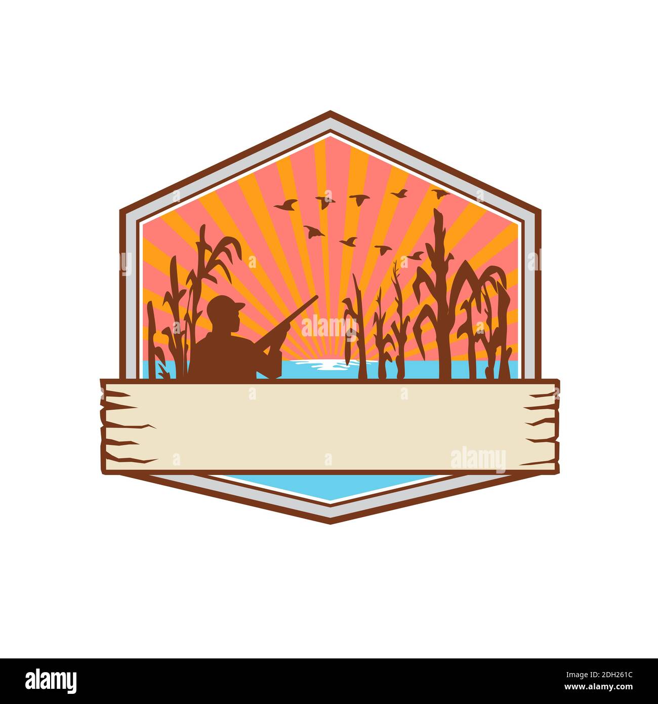 Illustration duck hunter shotgun Cut Out Stock Images & Pictures - Alamy