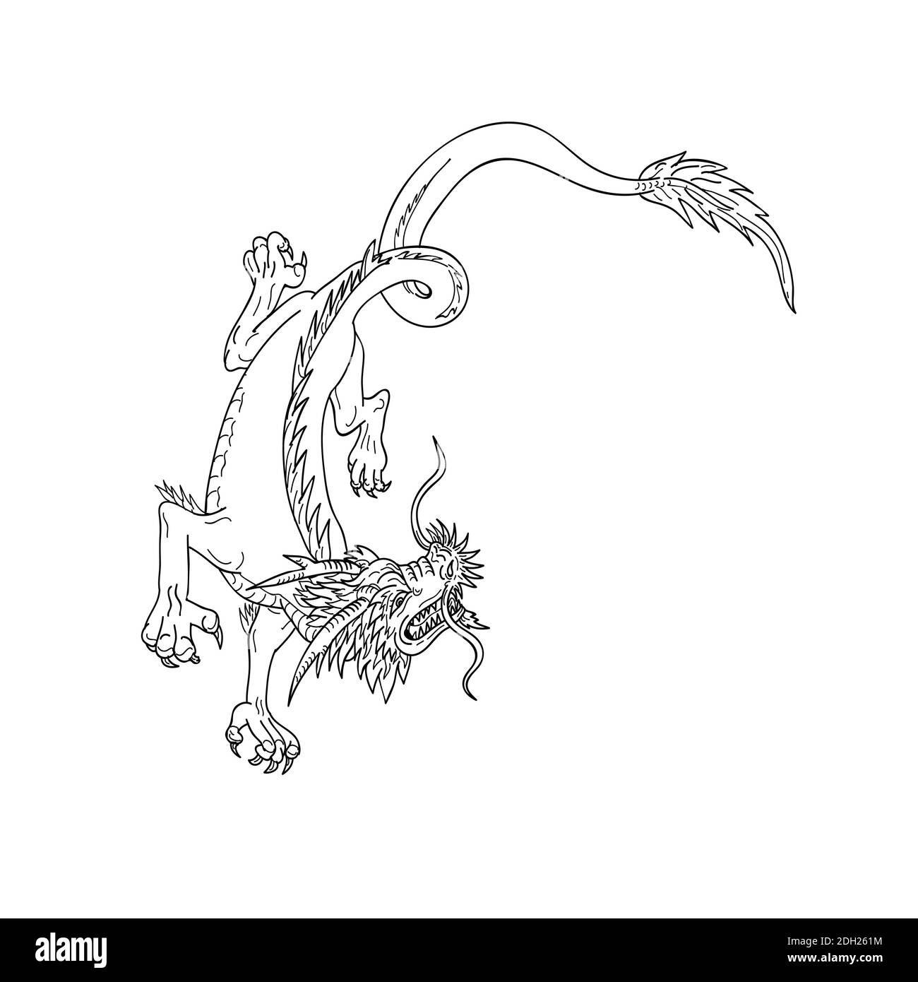 Chinese Dragon Stalking Drawing Stock Photo - Alamy