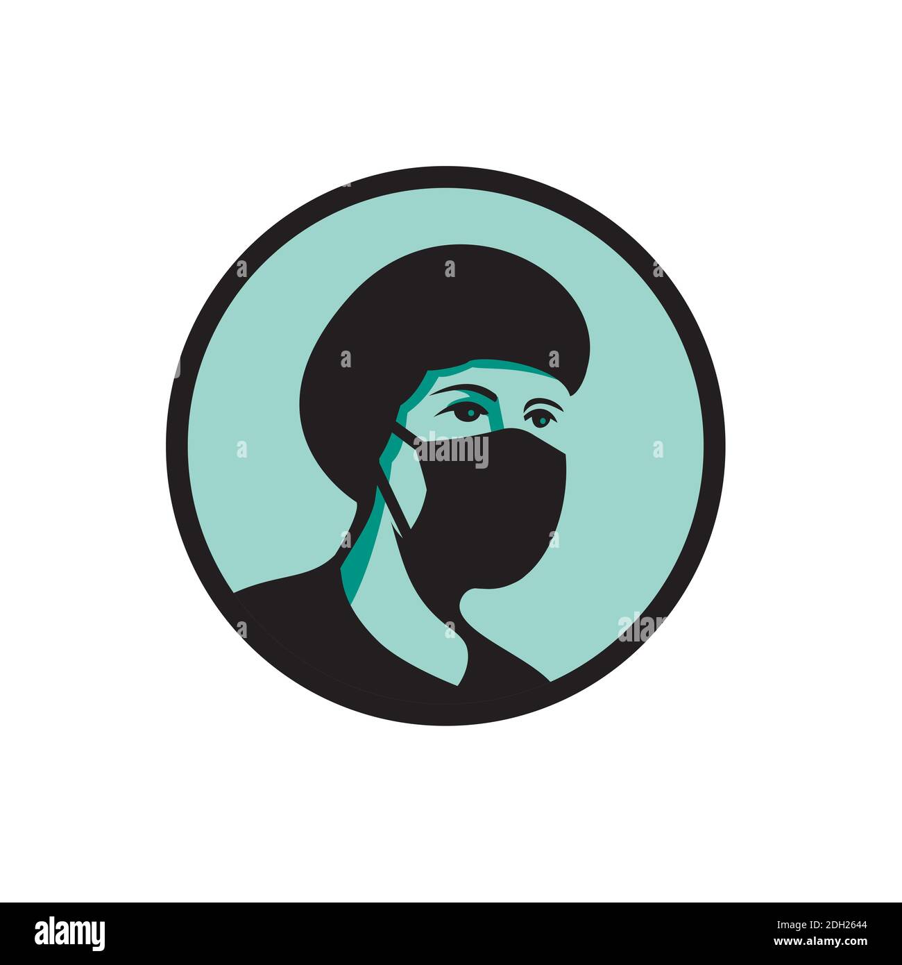 Female face profile wearing mask Cut Out Stock Images & Pictures - Alamy