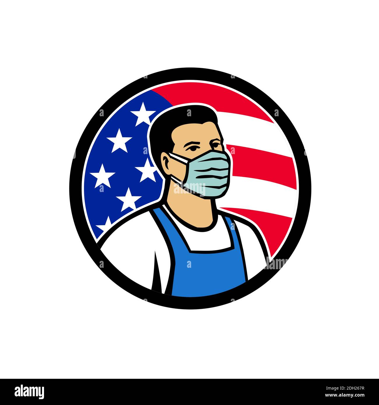 American Food Worker as Hero USA Flag Circle Icon Stock Photo - Alamy