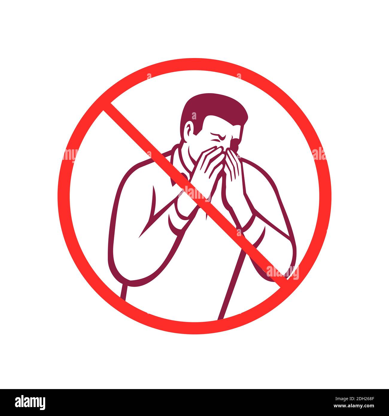 Sneezing or Coughing Into Hand Icon Circle Retro Stock Photo - Alamy