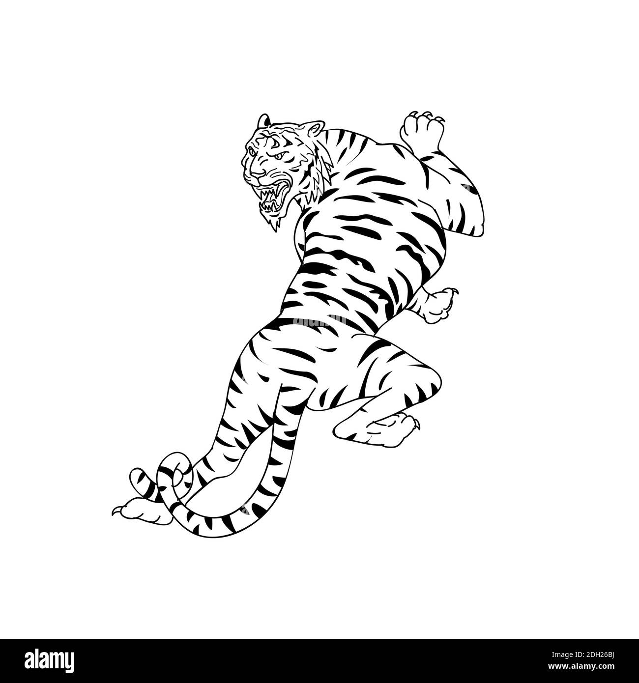 Bengal Tiger Stalking Drawing Stock Photo - Alamy