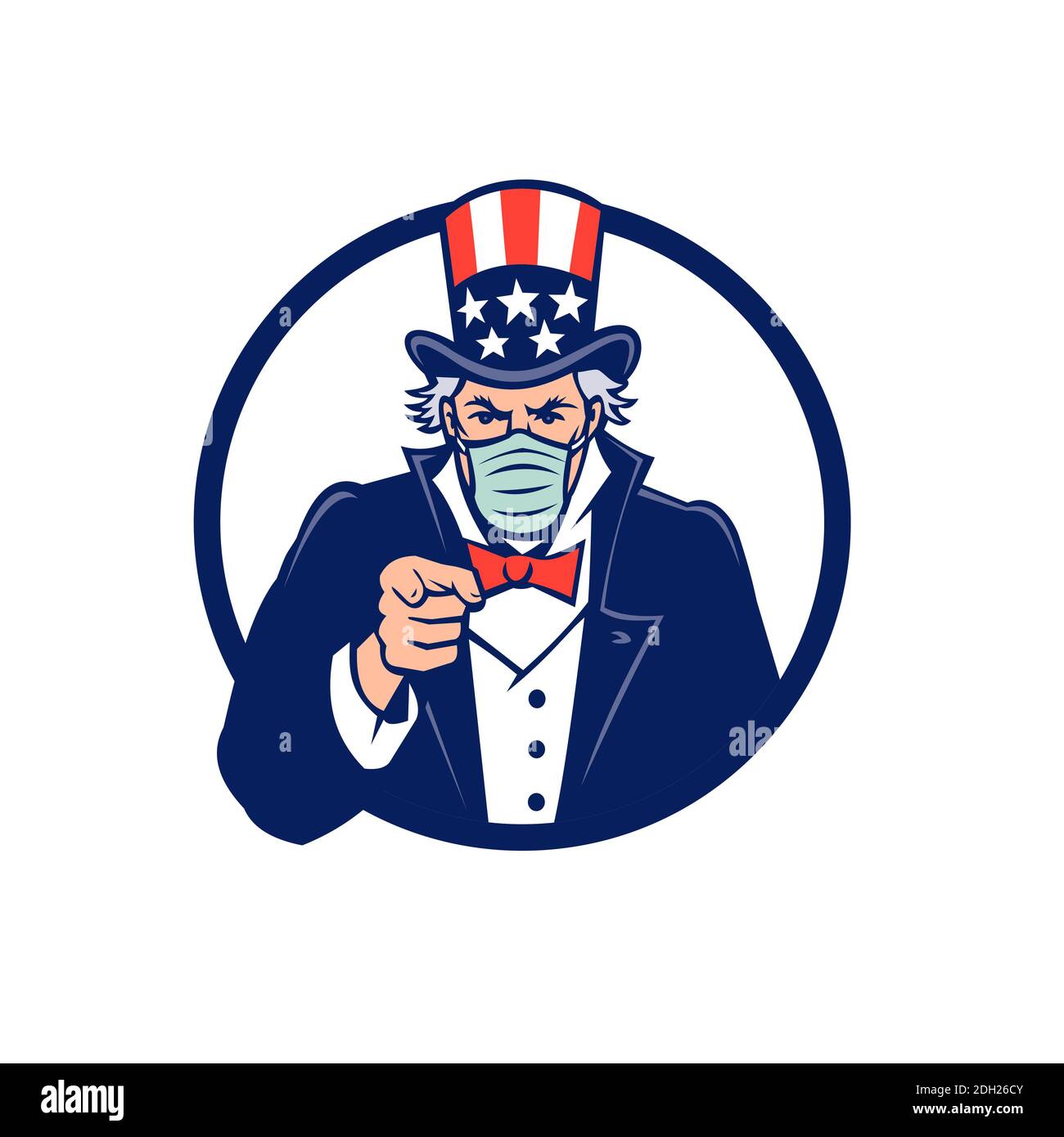 Uncle Sam Wearing Mask Pointing Mascot Stock Photo - Alamy