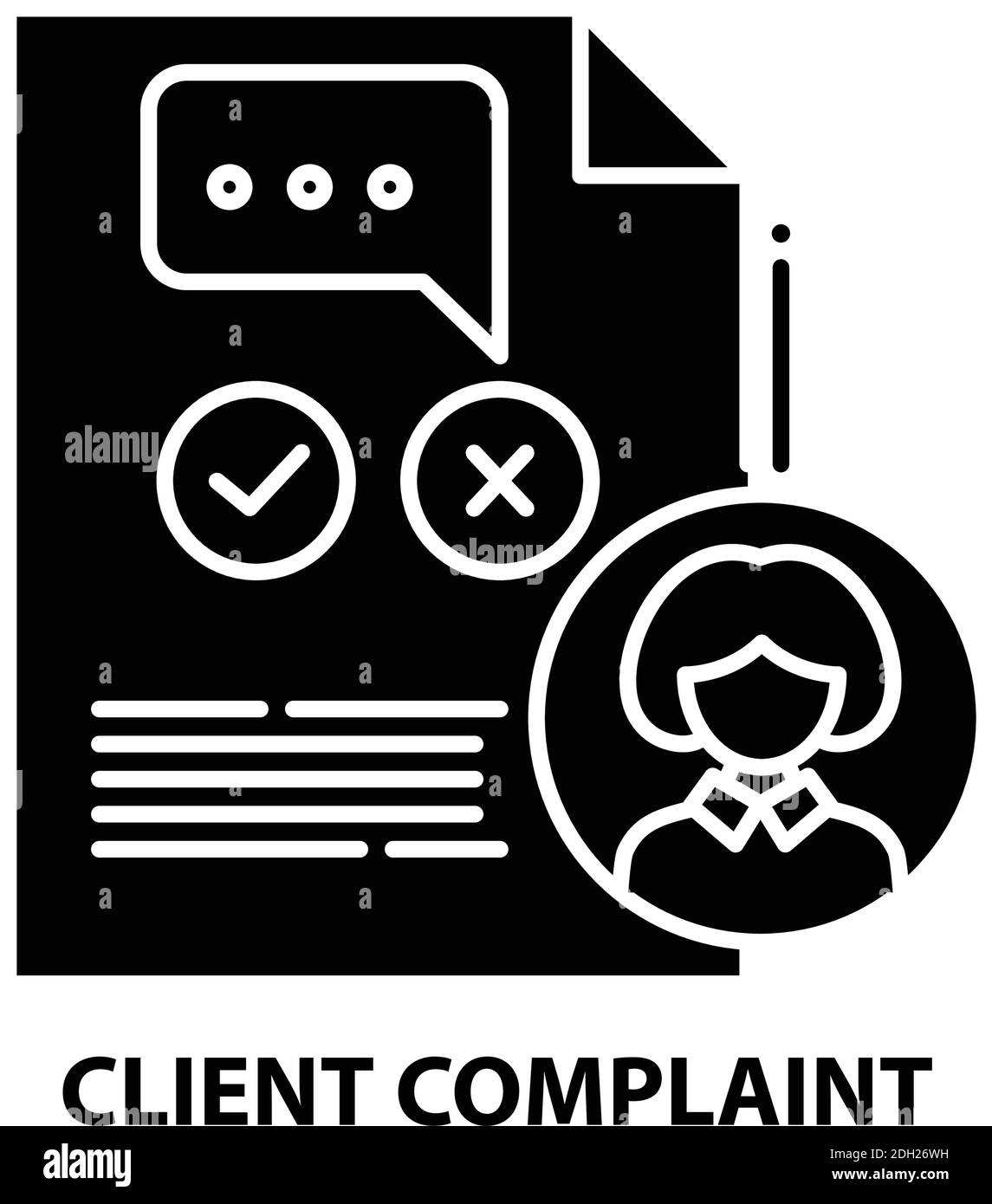 client complaint icon, black vector sign with editable strokes, concept ...