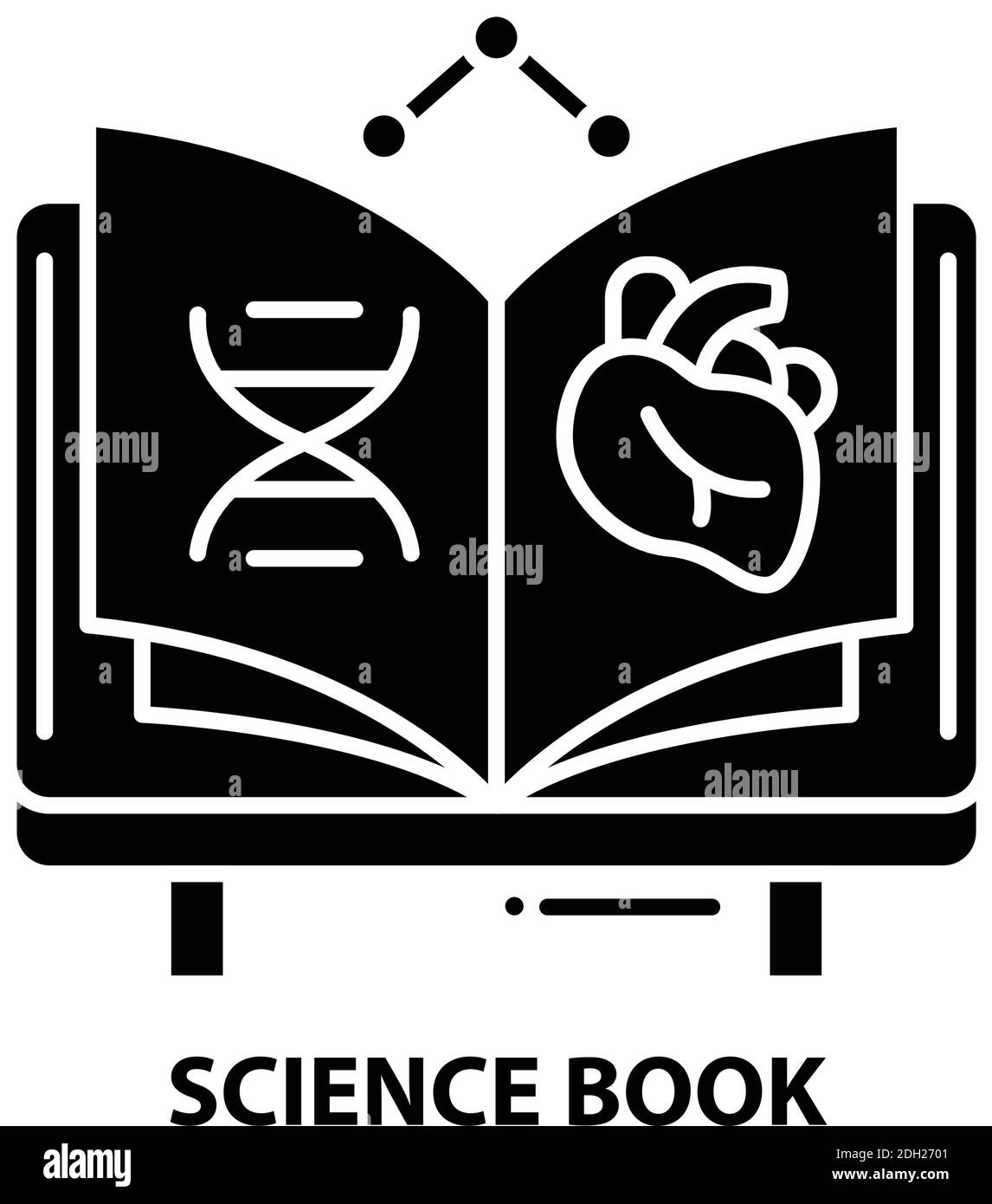 science book icon, black vector sign with editable strokes, concept ...