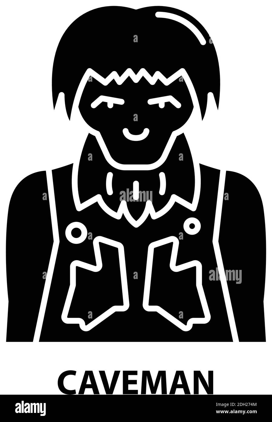 caveman icon, black vector sign with editable strokes, concept ...
