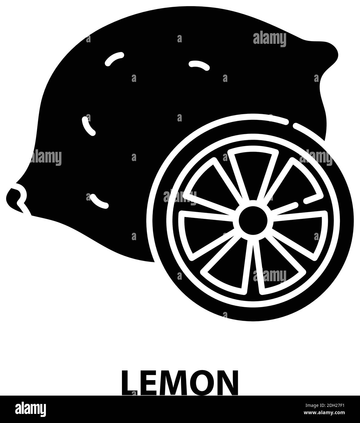 lemon icon, black vector sign with editable strokes, concept ...