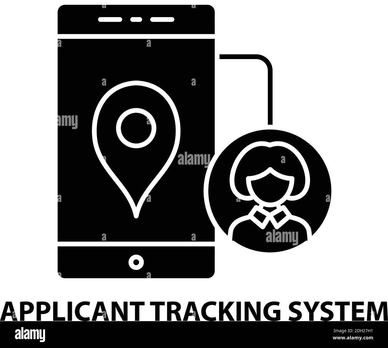 applicant tracking system icon, black vector sign with editable strokes ...