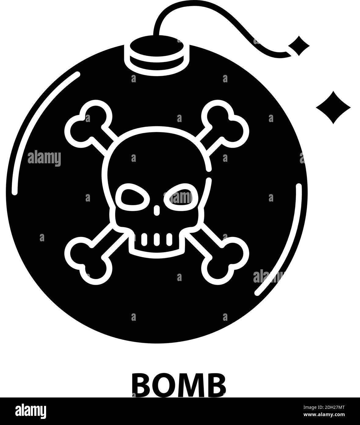 bomb icon, black vector sign with editable strokes, concept ...
