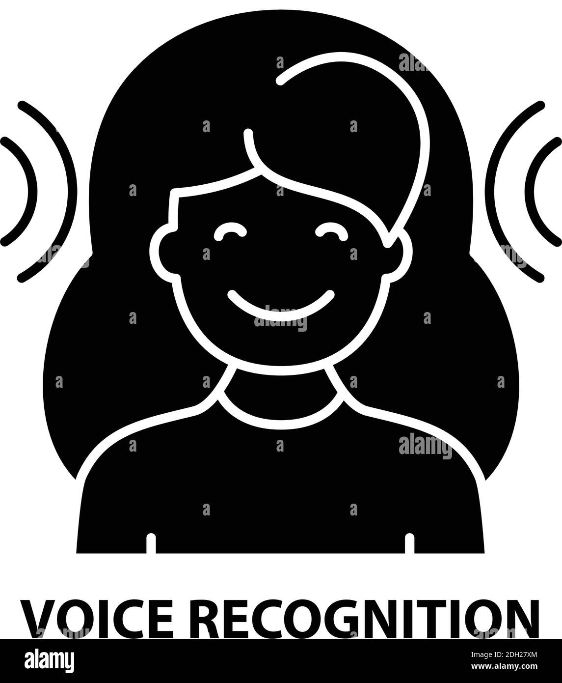 voice recognition icon, black vector sign with editable strokes ...