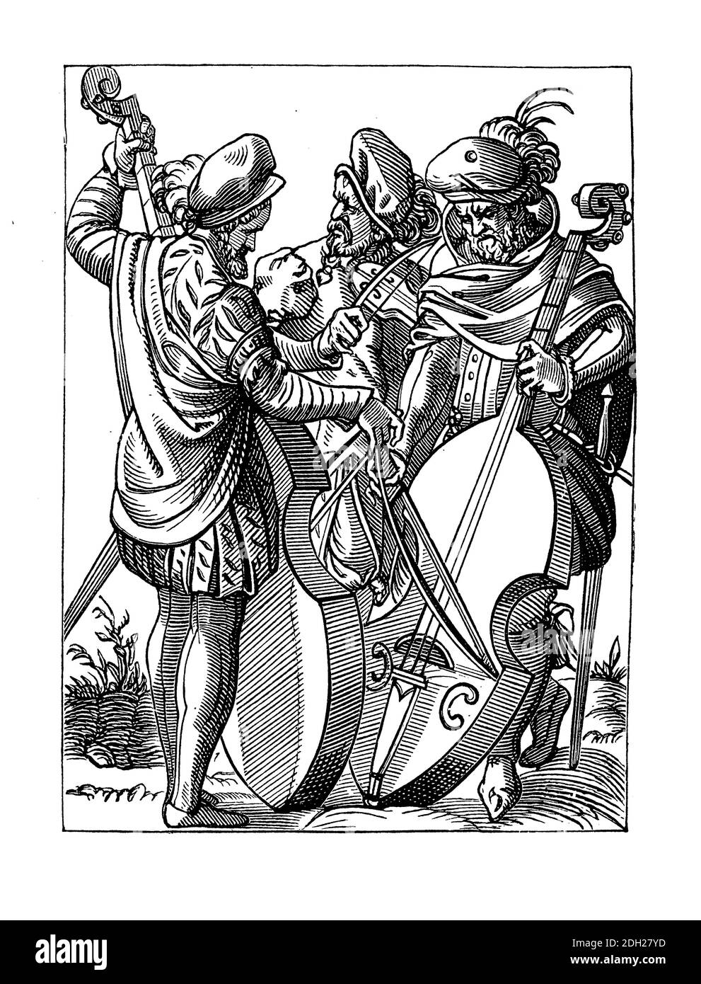 German musicians with violin and bass, woodcuts by Jost Amman 16th ...