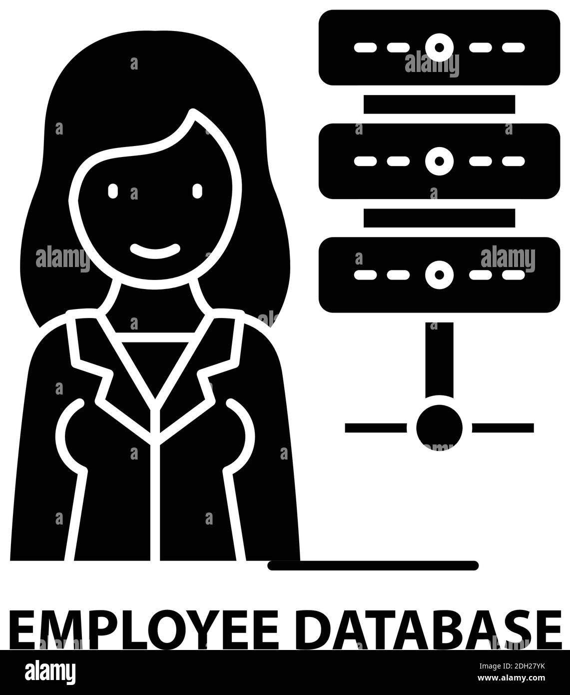 employee database icon, black vector sign with editable strokes ...
