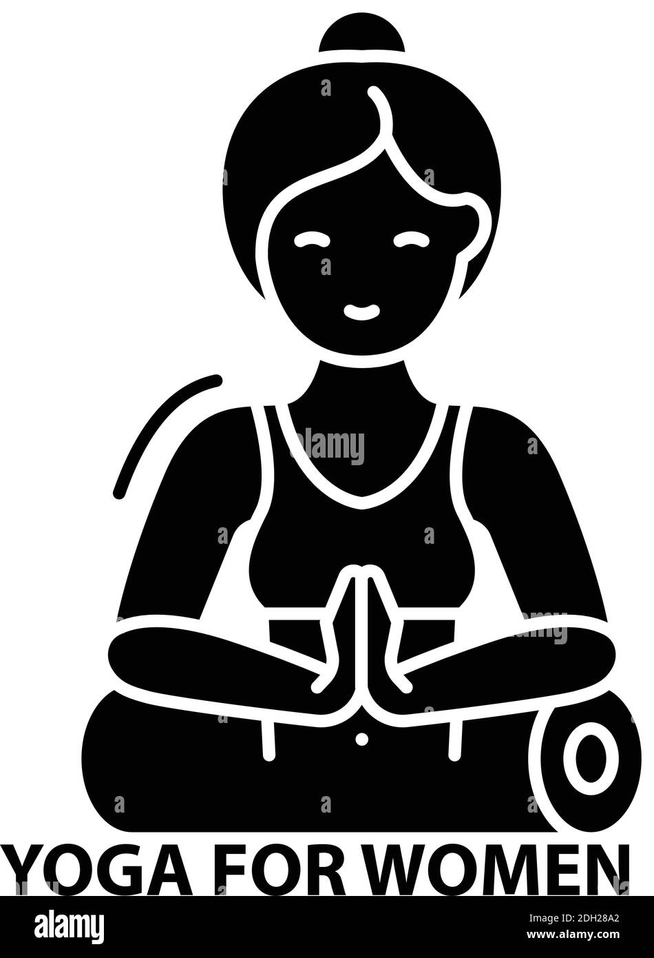 Yoga For Women Icon Black Vector Sign With Editable Strokes Concept Illustration Stock Vector