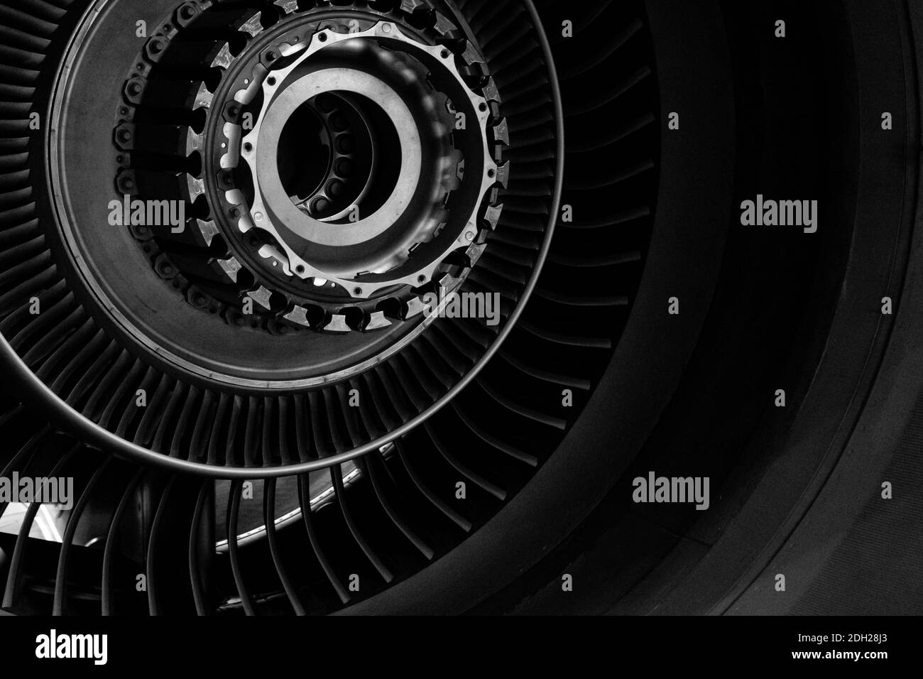 Details of the turboprop engine. Airplane propeller. Turbine mechanism ...