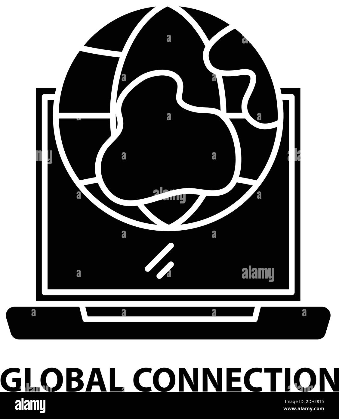 global connection icon, black vector sign with editable strokes ...