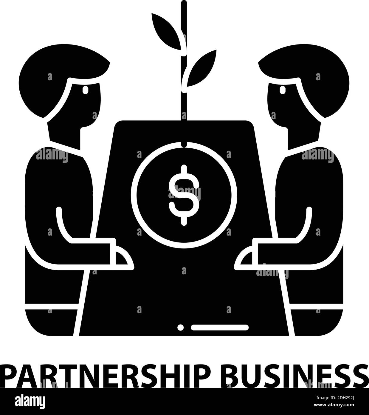 partnership business icon, black vector sign with editable strokes ...