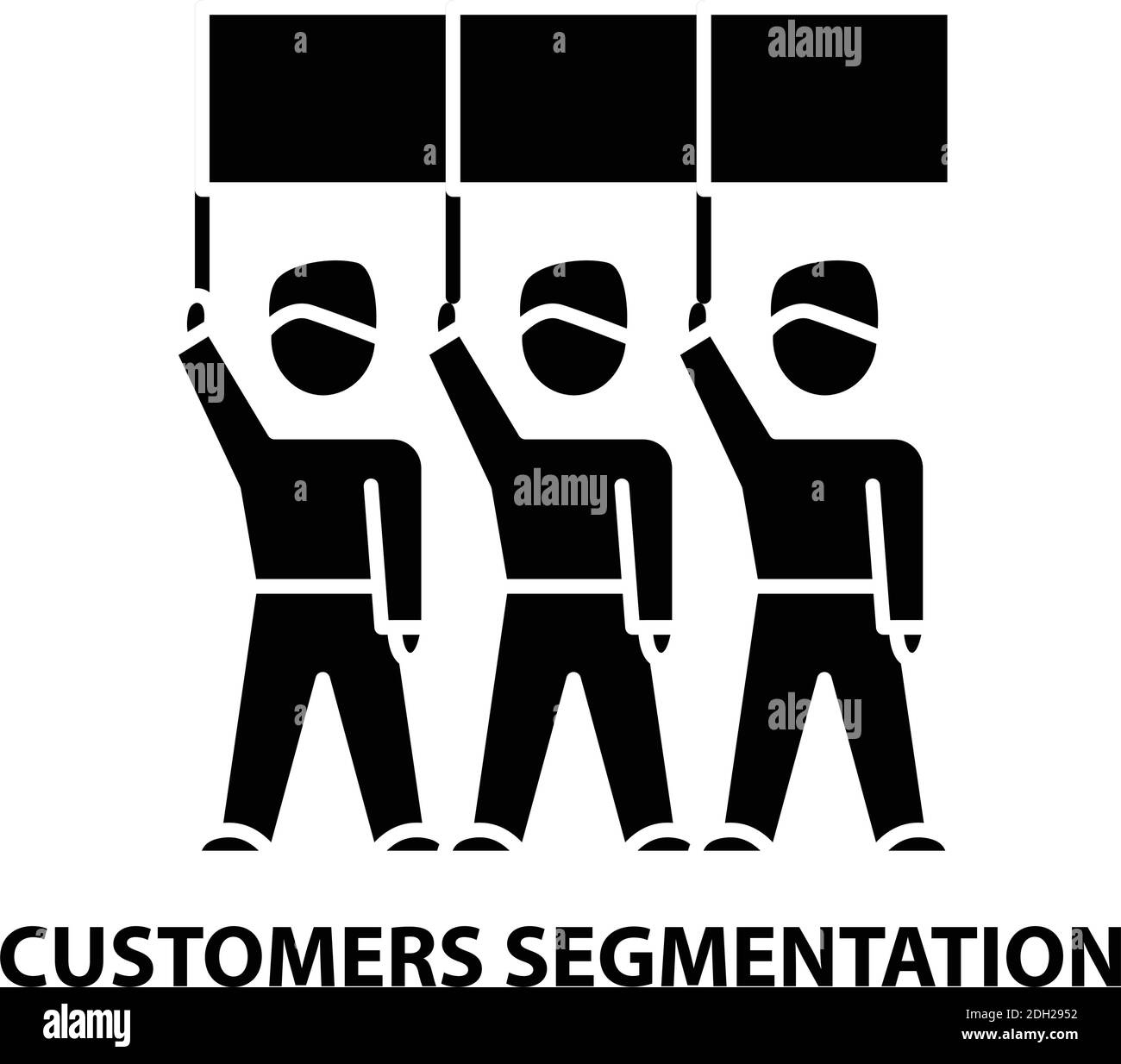customers segmentation icon, black vector sign with editable strokes ...