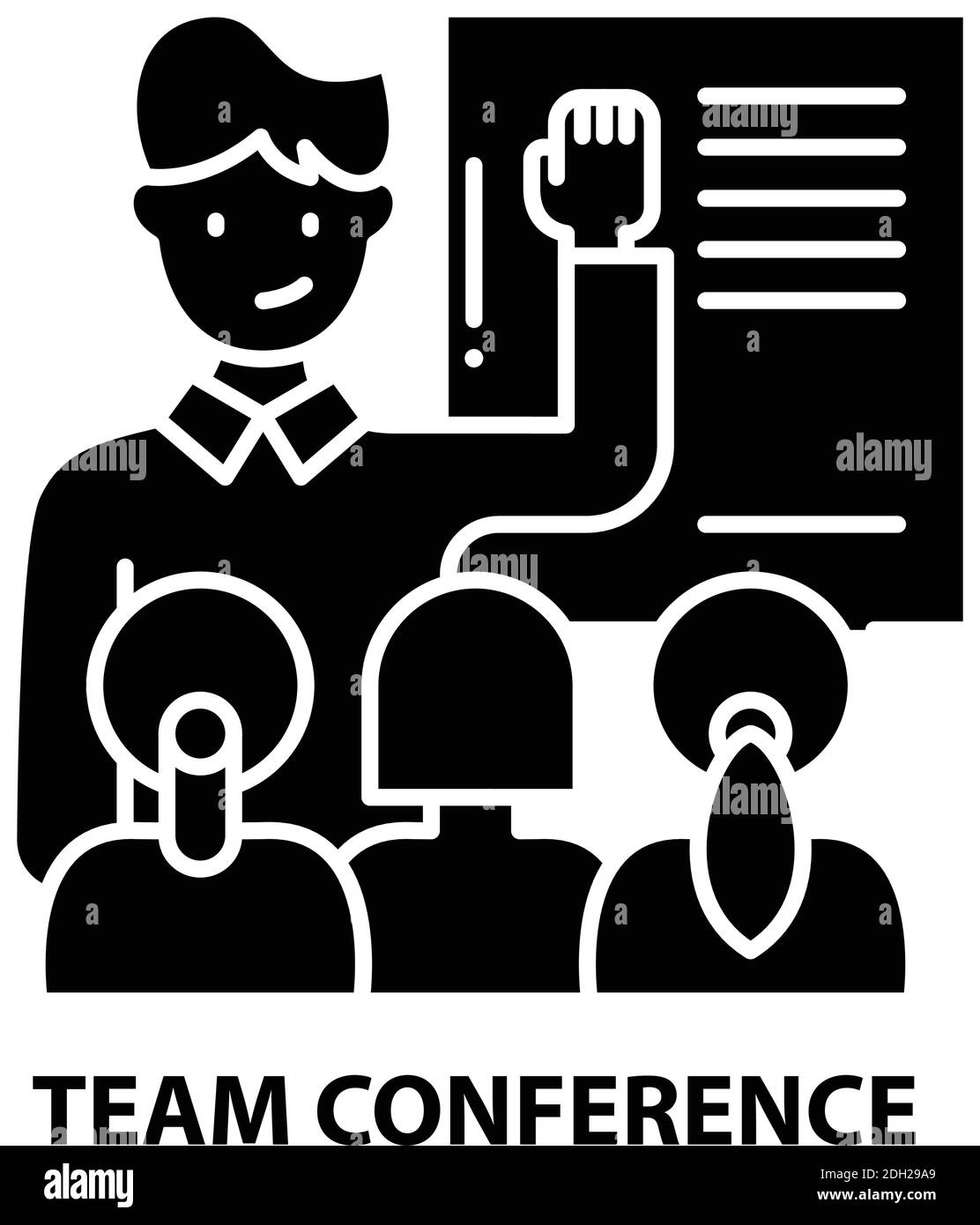 team conference icon, black vector sign with editable strokes, concept ...
