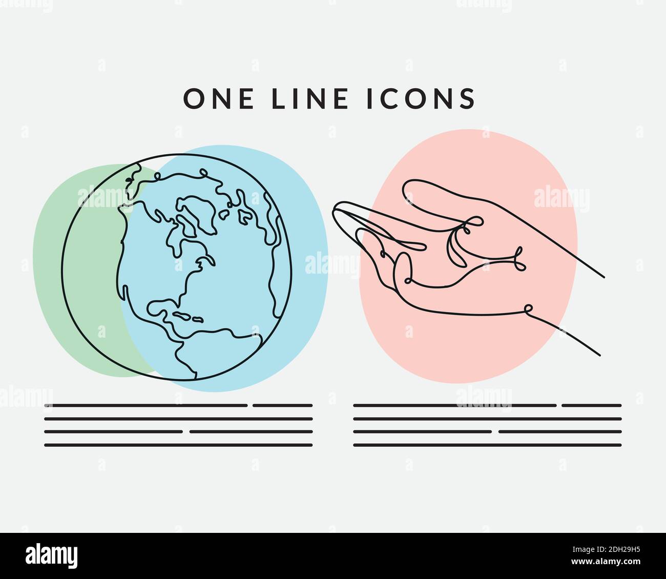 hand receiving and earth planet one line style icon vector illustration ...
