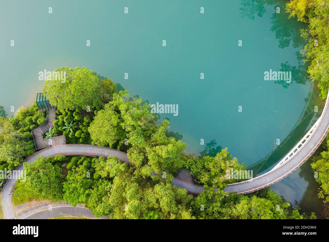 Landscape of path over water in aerial view Stock Photo - Alamy