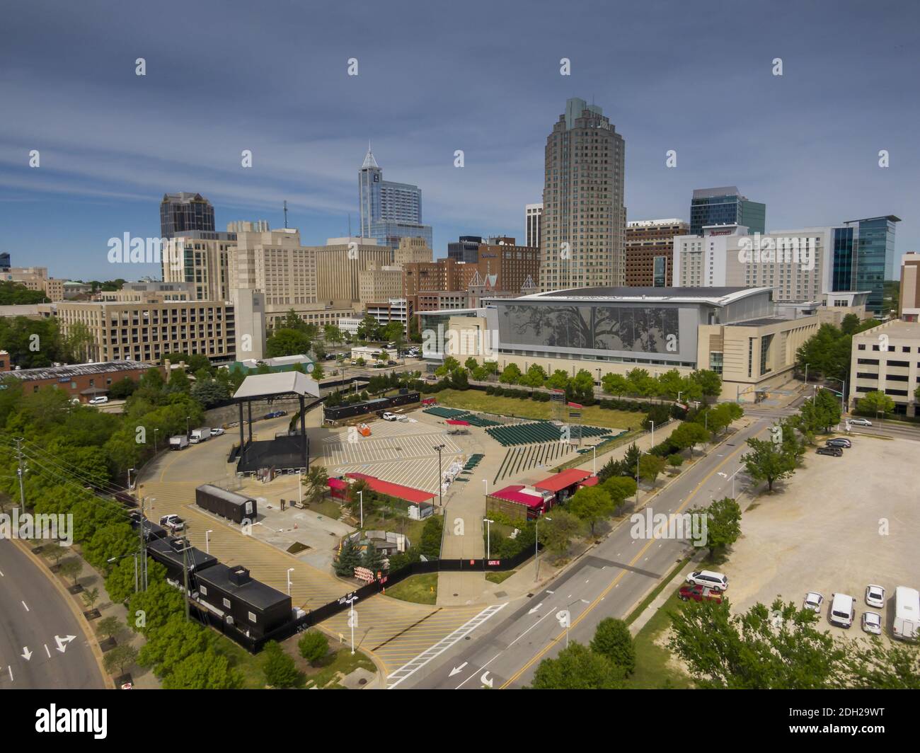 Aerial View Of Red Hat Amphitheater In The Heart Of Downtown Raleigh ...
