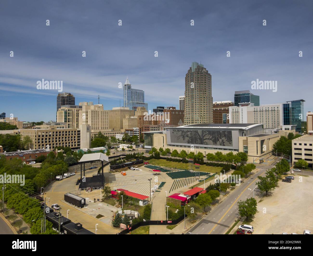 Aerial View Of Red Hat Amphitheater In The Heart Of Downtown Raleigh ...